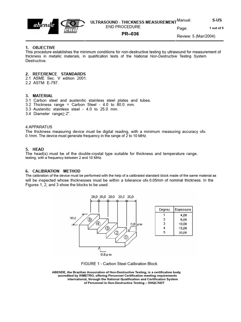 Thickness Measurement Pr-036 | PDF | Calibration | Nondestructive Testing