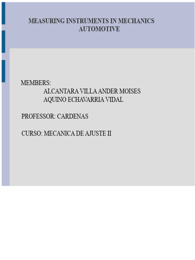 Essential Measuring Instruments in Mechanics | PDF | Pressure ...