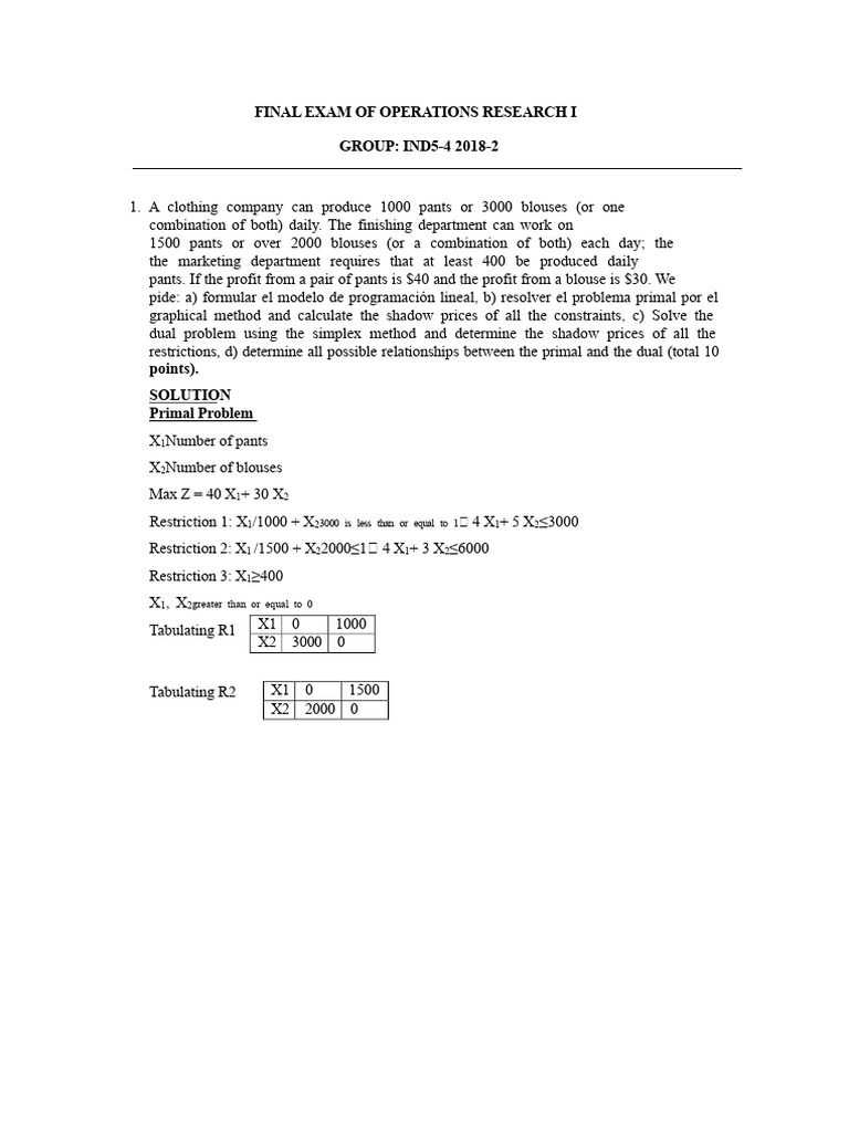 Final Exam Solved Operations Research | PDF | Algorithms | Mathematical ...