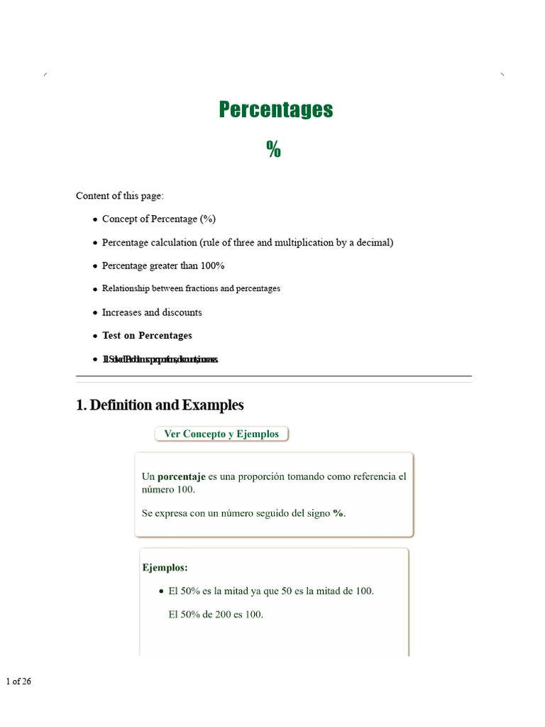 Understanding Percentages: Concepts & Calculations | PDF | Percentage ...