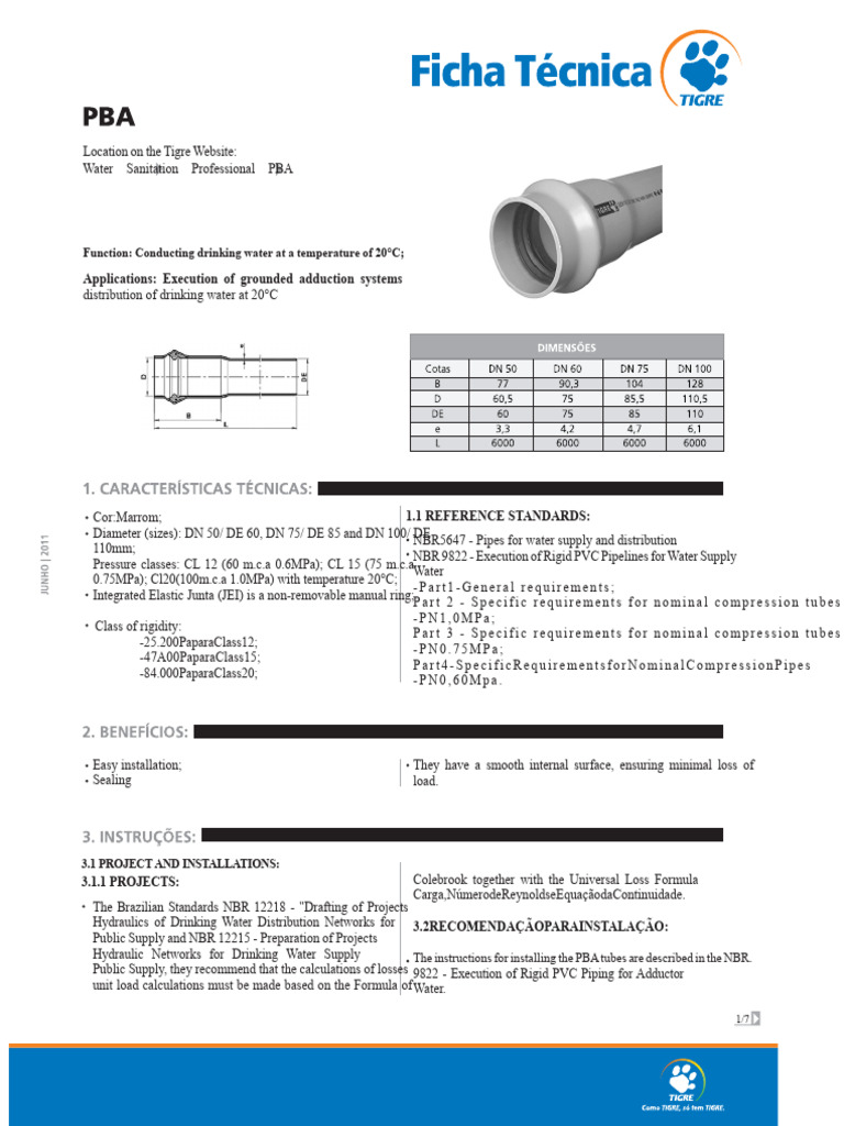 Tigre Catalog - PVC PBA | PDF | Pipe (Fluid Conveyance) | Materials