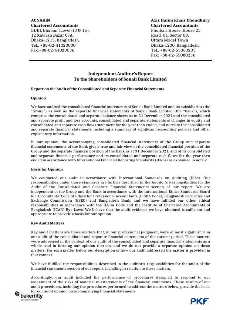 2. Auditors' Report- SBL 2021 | PDF | Audit | Going Concern