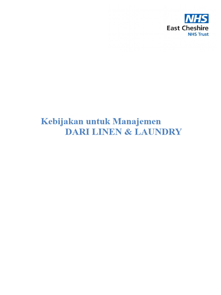 Kebijakan Manajemen Linen & Laundry | PDF