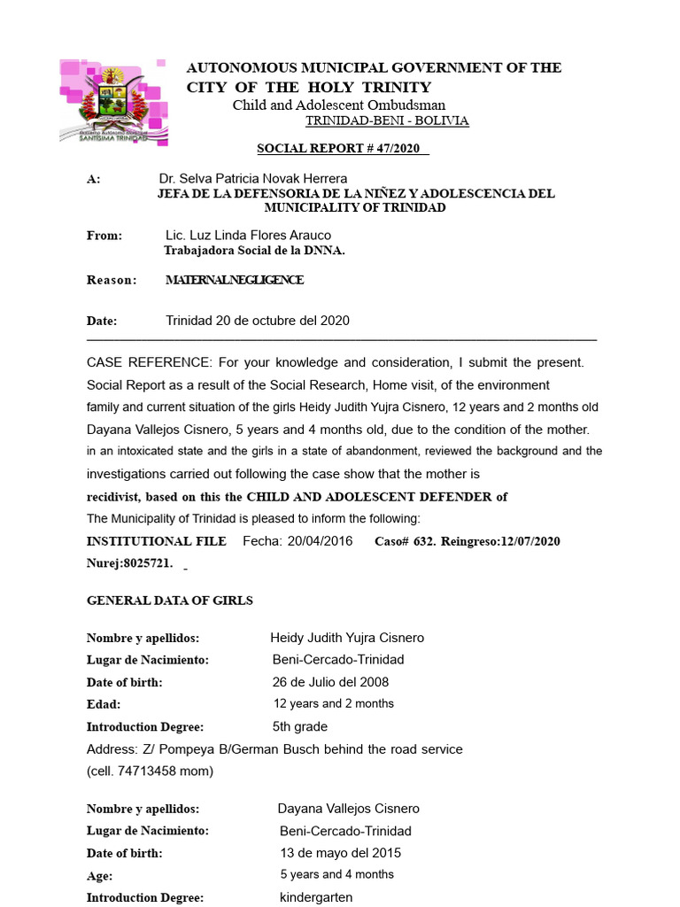SOCIAL REPORT HNAS CISNERO | PDF | Childhood | Human Development