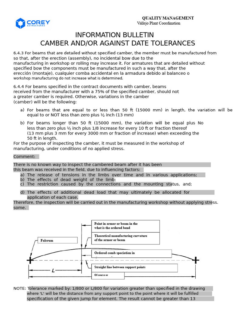 Camber | PDF | Beam (Structure) | Engineering Tolerance