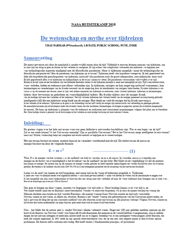 Tijdmachine Opstel | PDF