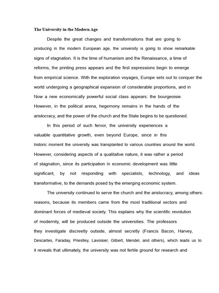 The University in The Modern Age | PDF | University | Europe