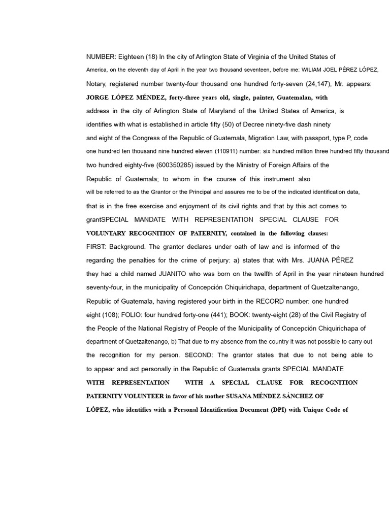 18. SPECIAL MANDATE WITH REPRESENTATION OF VOLUNTARY RECOGNITION OF ...