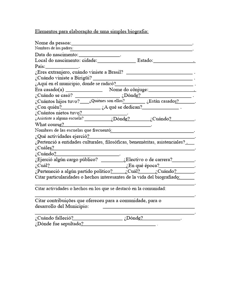 Guía para elaborar una biografía simple | PDF