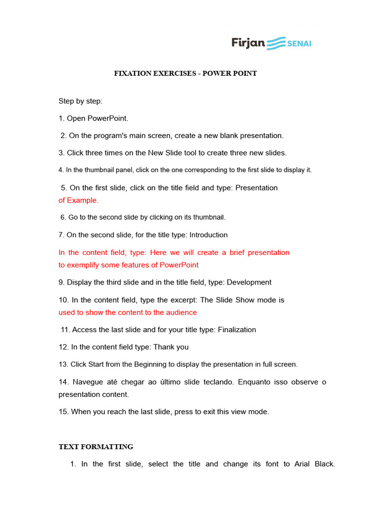 PowerPoint Fixation Exercises Guide | PDF