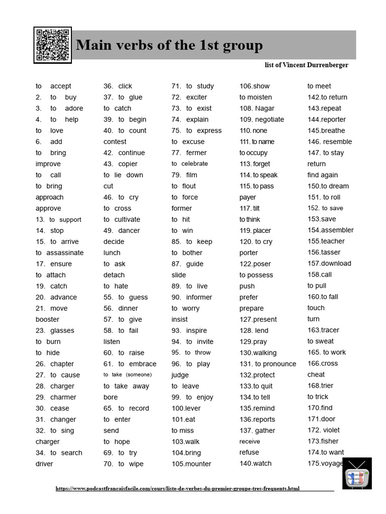Main Verbs of The First Group | PDF
