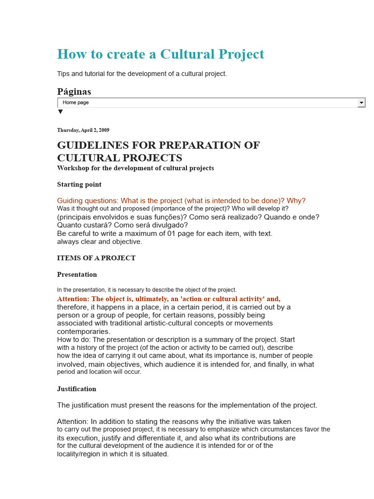 Guide to Developing Cultural Projects | PDF | Attention | Target Audience