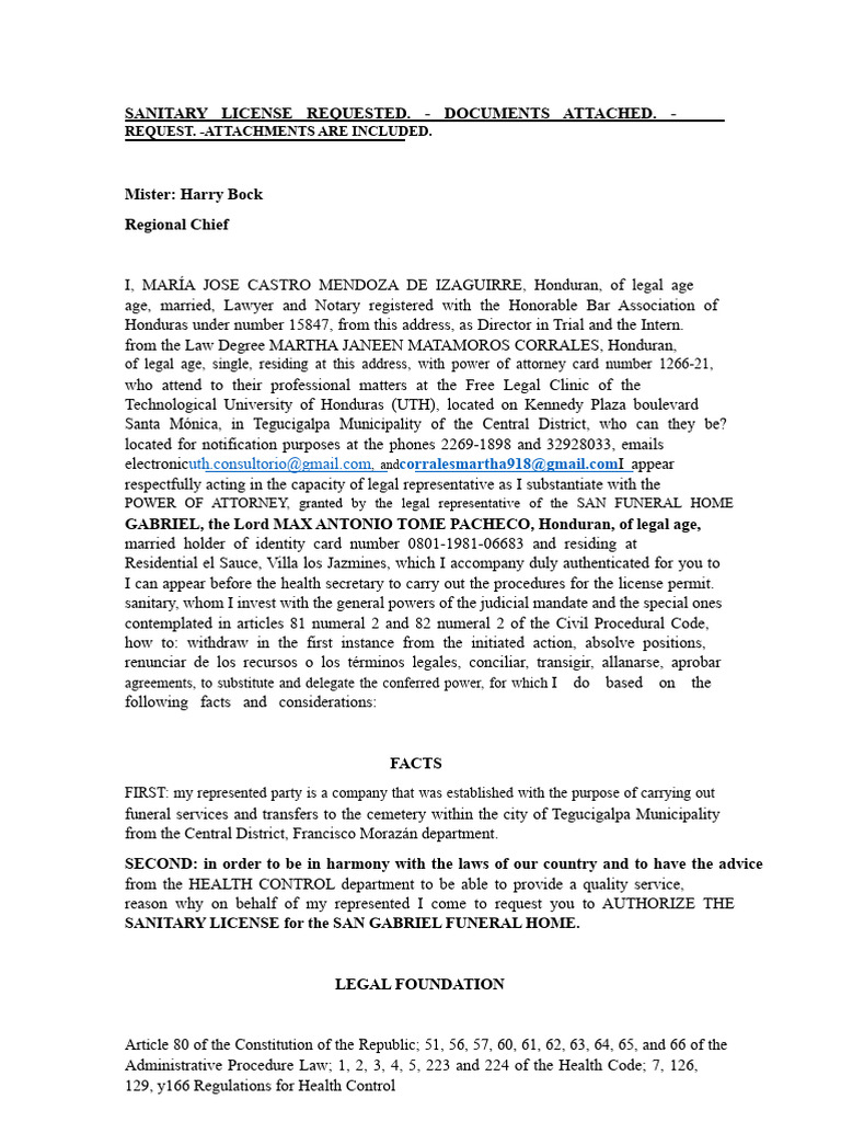 Sanitary License Request for Funeral Home | PDF | Lawyer | Justice