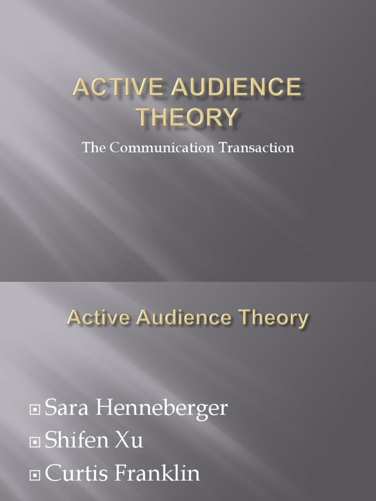 Active Audience | PDF | Cultural Studies | Mass Media
