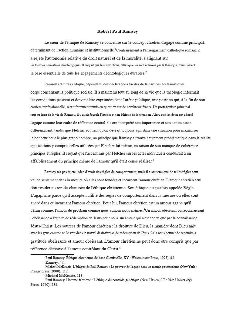 Éthique chrétienne de Paul Ramsey | PDF | Amour