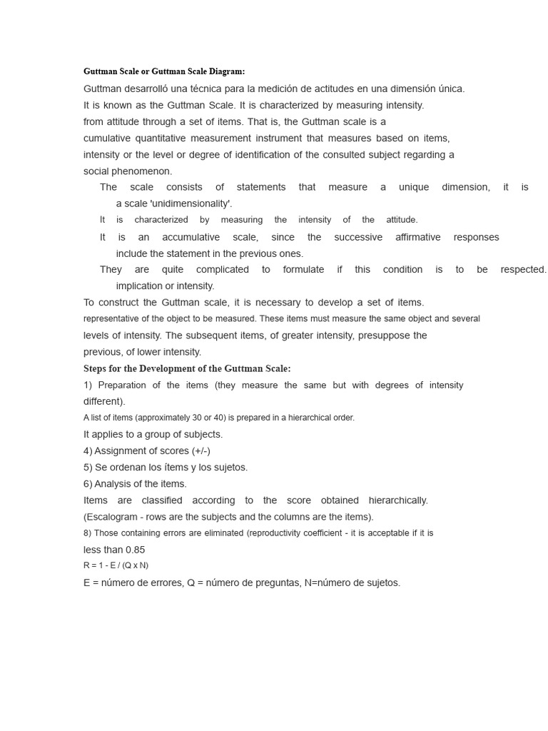 Guttman Scale or Guttman Diagram | PDF | Attitude (Psychology) | Experience
