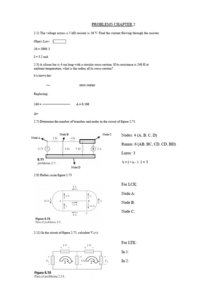 PROBLEMS CHAPTER 2 Electric Circuits | PDF | Electrical Network | Resistor