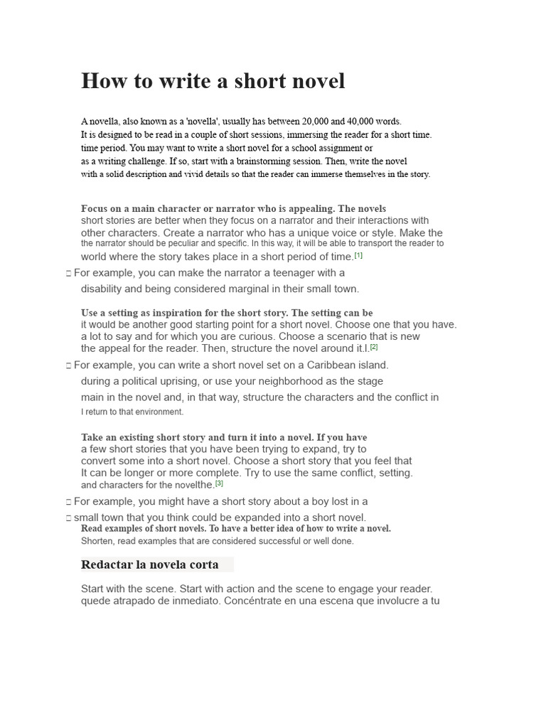 How to write a short novel | PDF | Novella | Novels