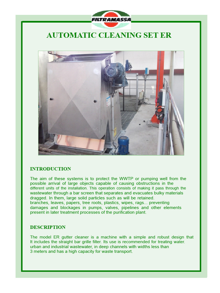 Automatic Gutter Cleaner ER System | PDF | Pump | Sewage Treatment