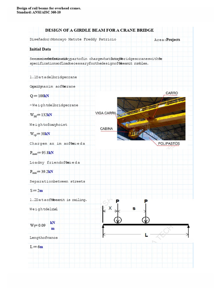 Crane Beam Design per ANSI/AISC 360-10 | PDF | Crane (Machine)