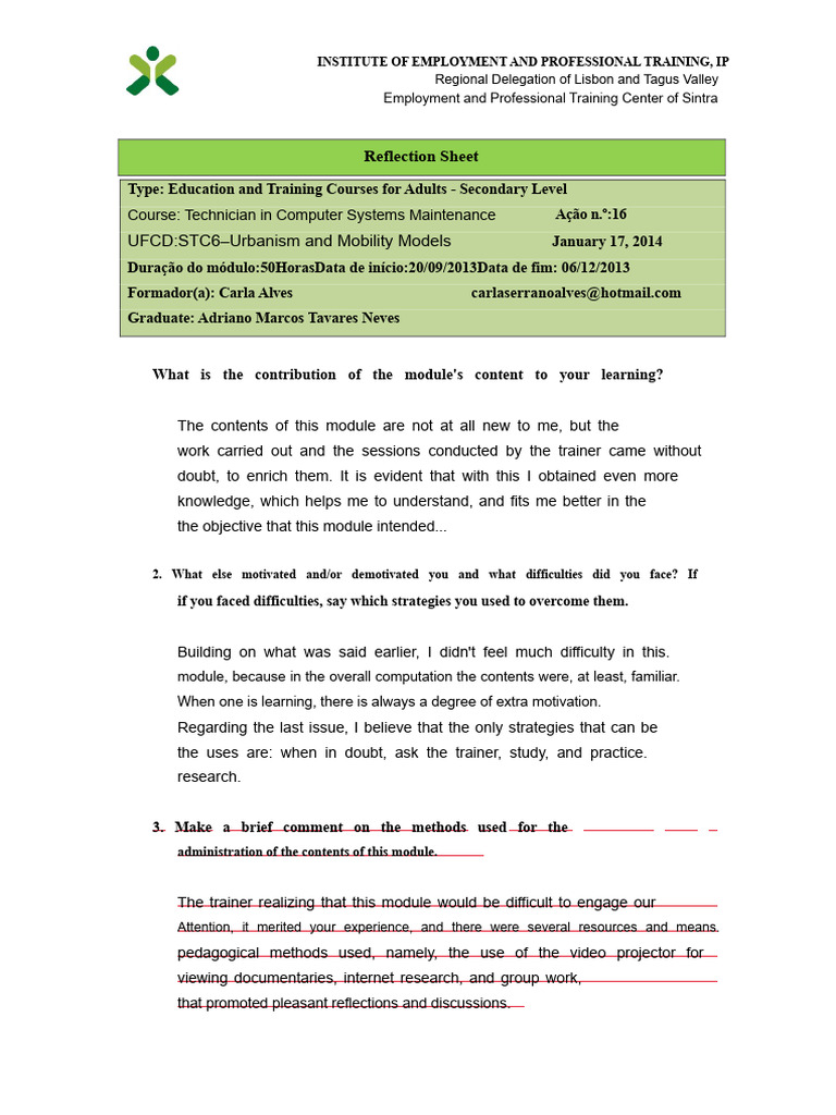 Example of Module Reflection | PDF | Psychological Concepts | Learning