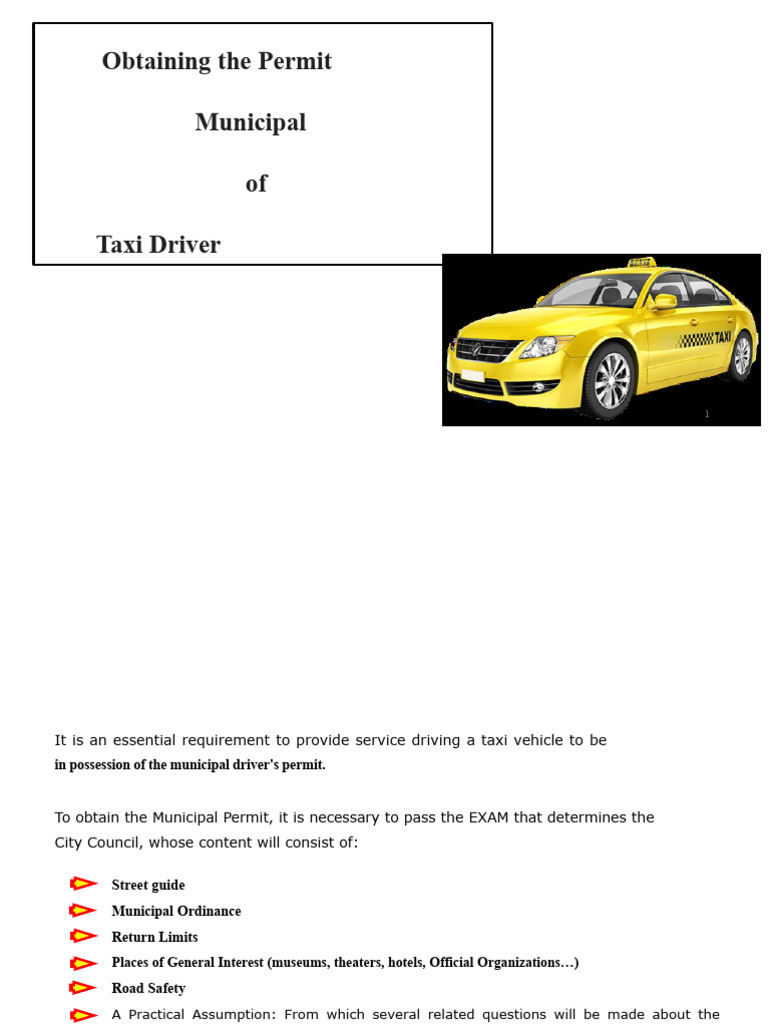How to Obtain a Municipal Taxi Permit | PDF | Computer File | Driver's ...