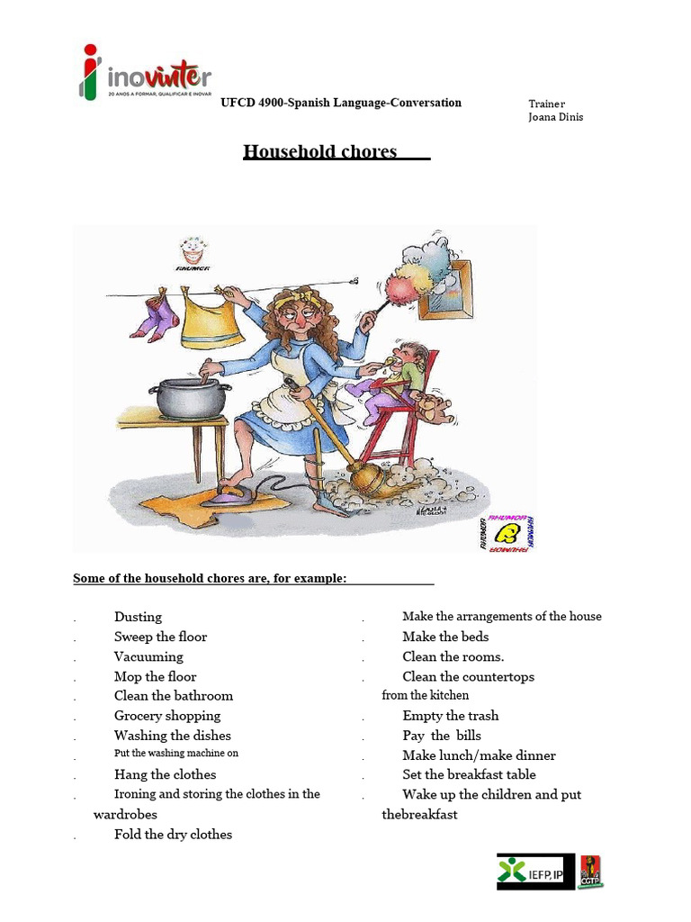 Spanish Household Chores Vocabulary Guide | PDF | Housekeeping ...