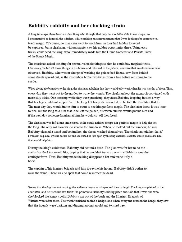 Babbitty Rabbitty And Her Cackling Stump Pdf Magician Fantasy