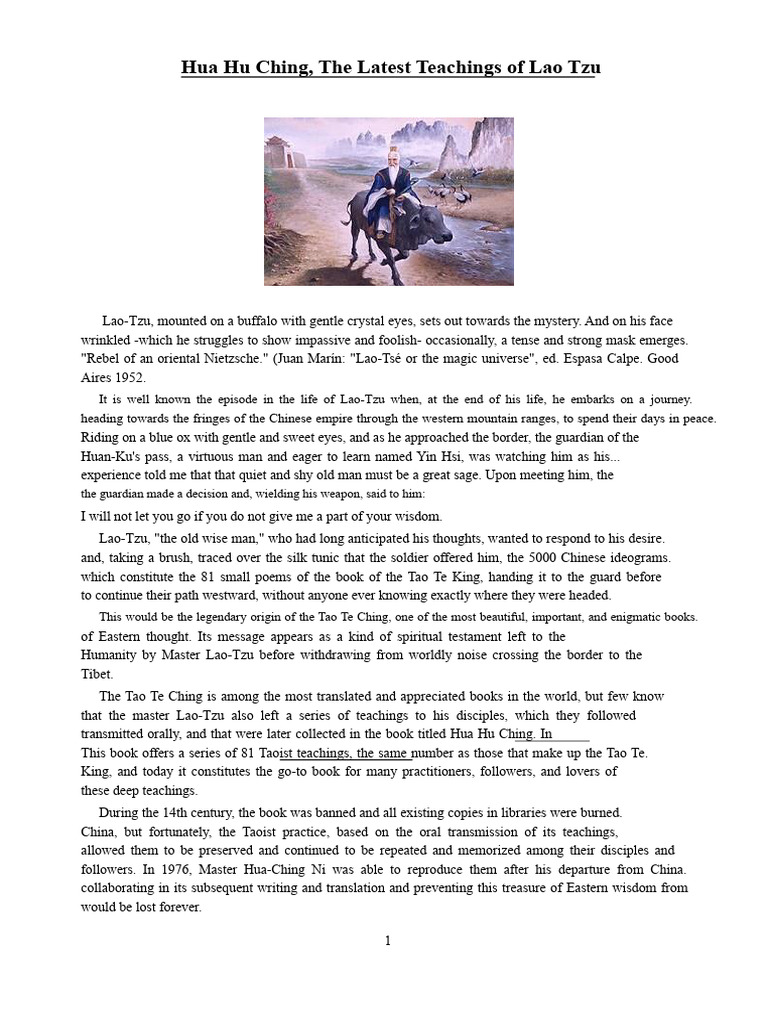 Hua Hu Ching: Lao Tzu's Final Teachings | PDF | Yin And Yang | Laozi