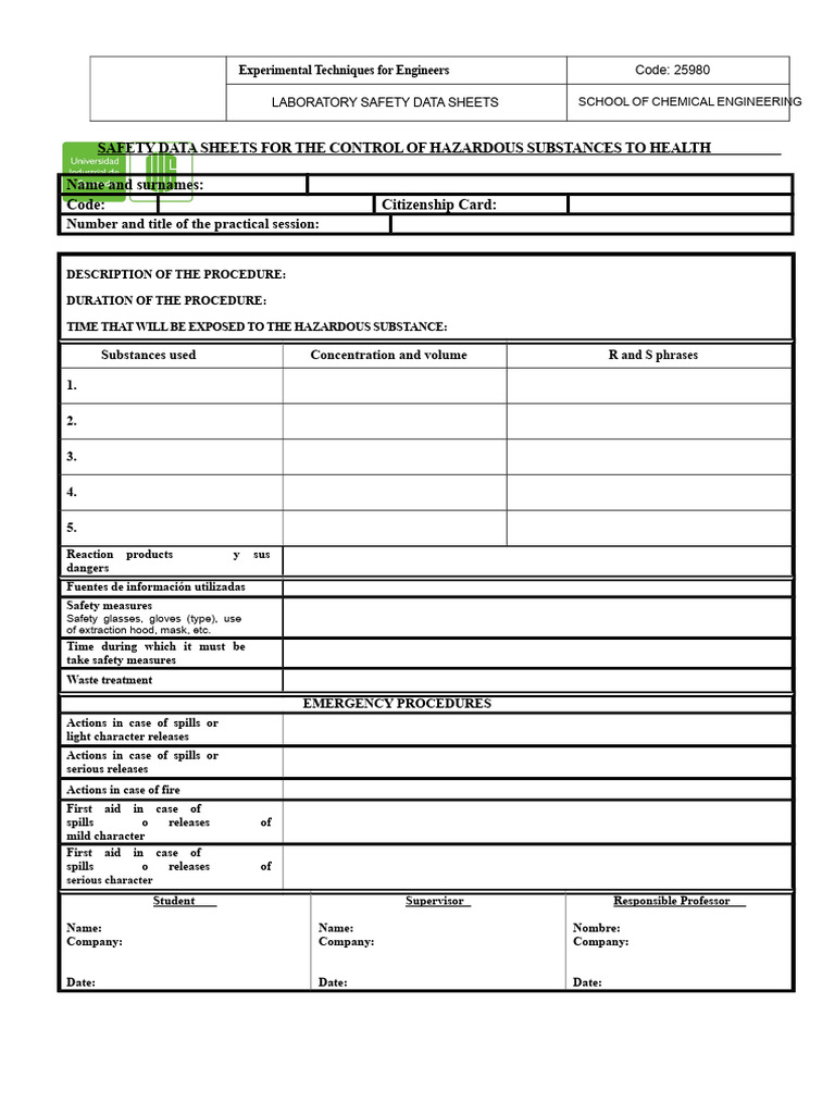 Safety Data Sheet Template | PDF