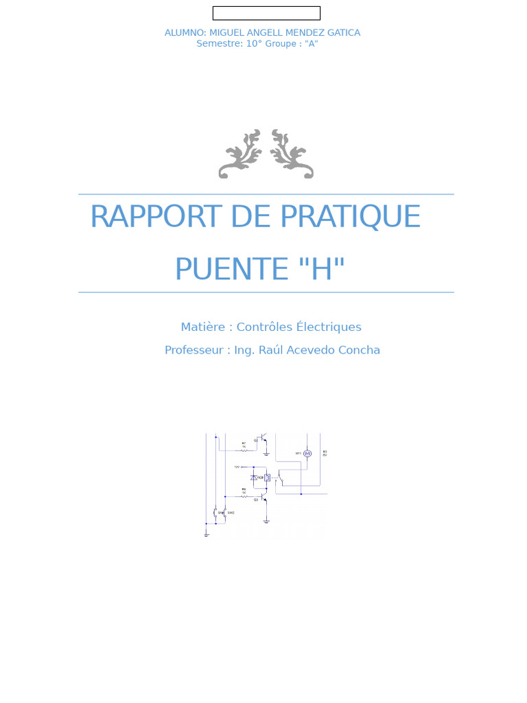 Rapport sur le Pont H en Contrôles Électriques | PDF | Transistor ...