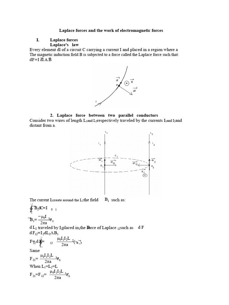 Course on Laplace Forces and the Work of Electromagnetic Forces | PDF