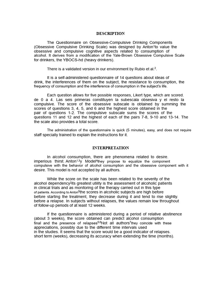Questionnaire For Alcoholic Compulsive Disorder Manual | PDF ...