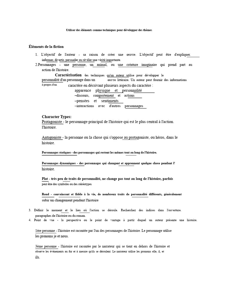 Techniques pour Développer des Thèmes Littéraires | PDF | Pièce de ...