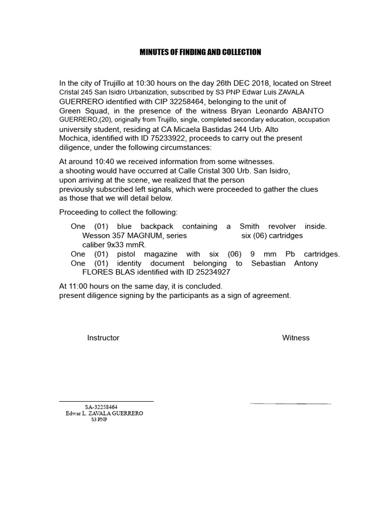Finding and Collection Report | PDF
