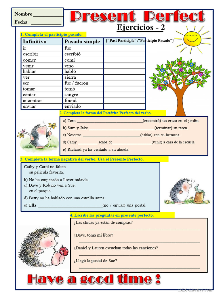 Ejercicios de Presente Perfecto - 2 | PDF | Verbo | Lingüística