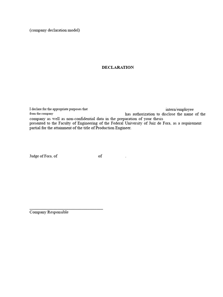 Company Declaration for Thesis Approval | PDF