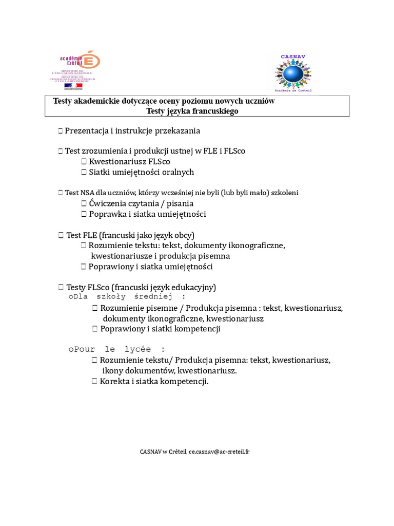 Testy akademickie do oceny EANA wersja czerwiec 2016(1) | PDF