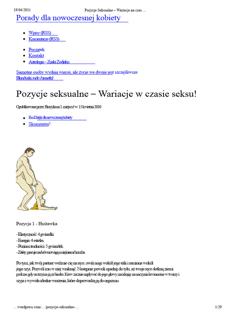 Pozycje Seksualne - Wariacje Podczas Seksu! Porady Nowoczesnej Kobiety | PDF