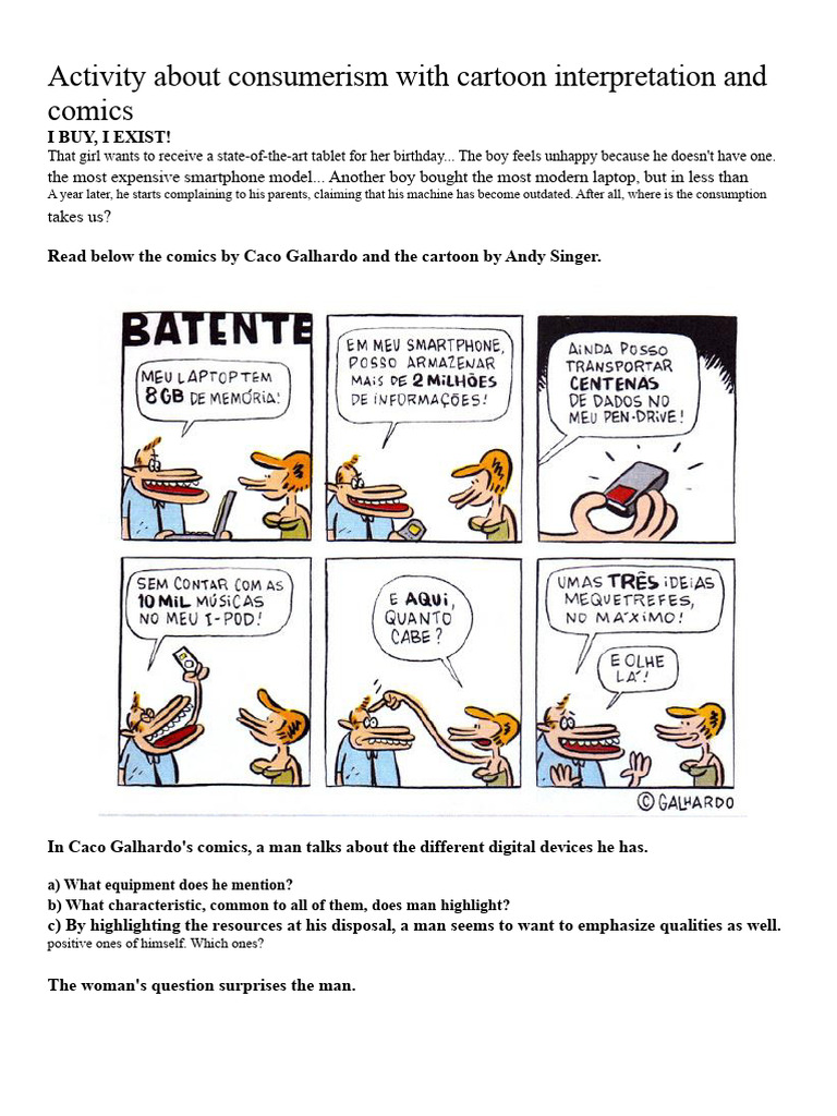 Activity On Consumerism With Interpretation of Cartoons and Comics ...