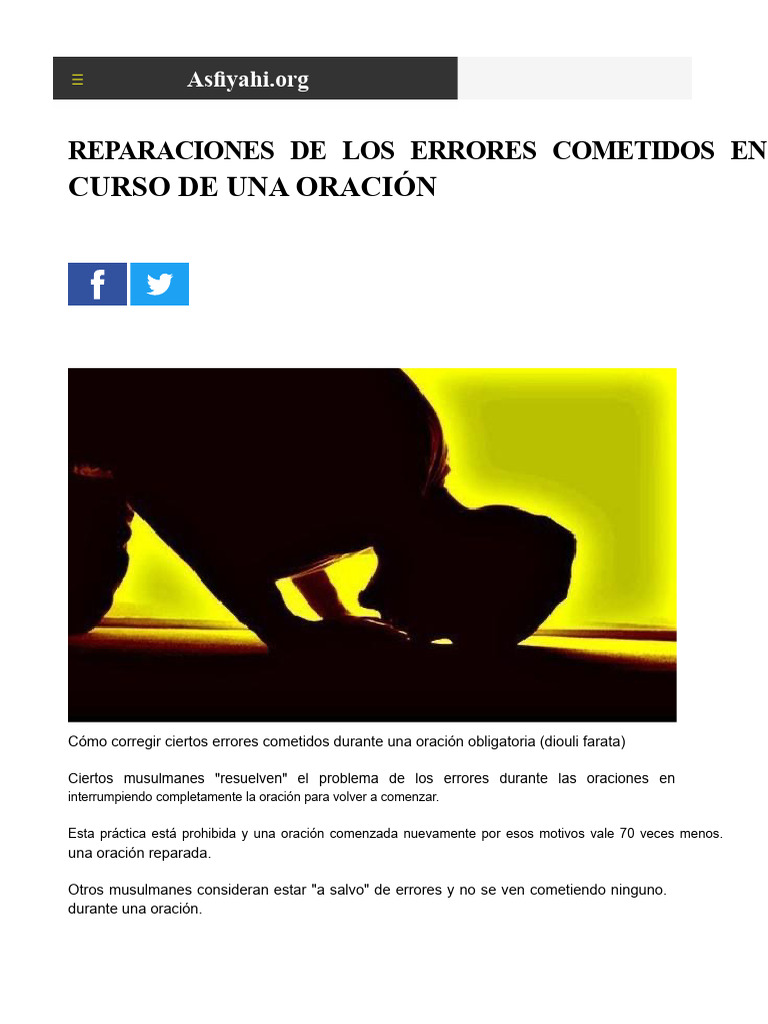 Reparación de Los Errores Cometidos Durante Una Oración | PDF | Oración ...