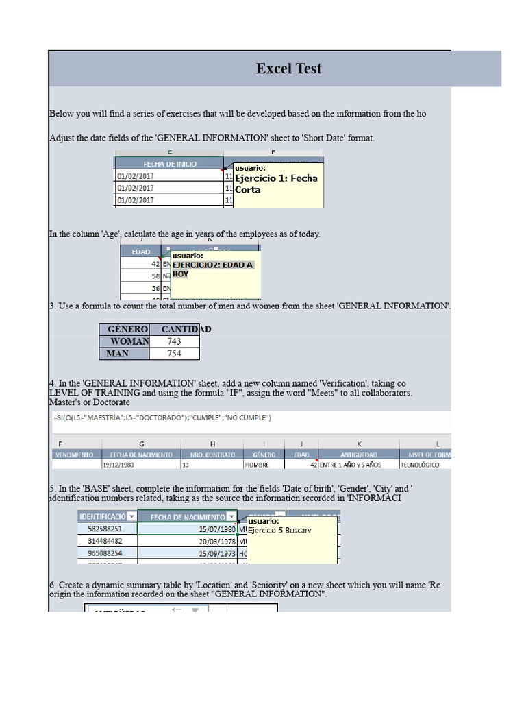 Advanced Excel Test | PDF | Microsoft Excel