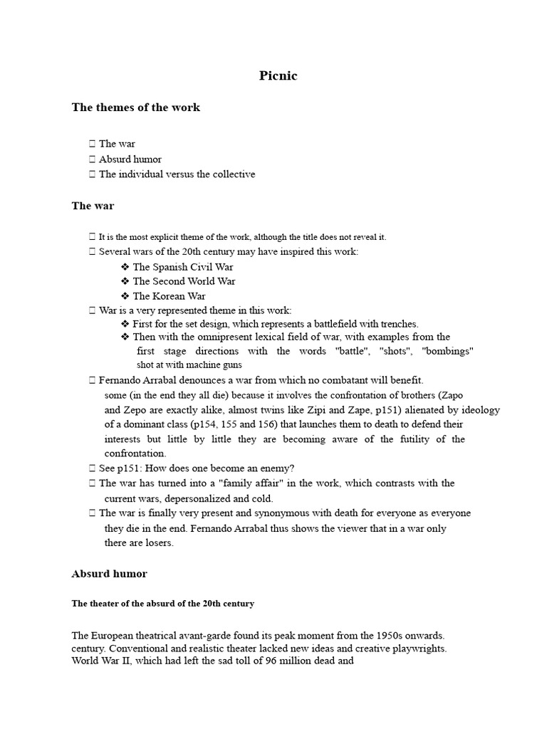 Picnic, The Themes of The Work | PDF