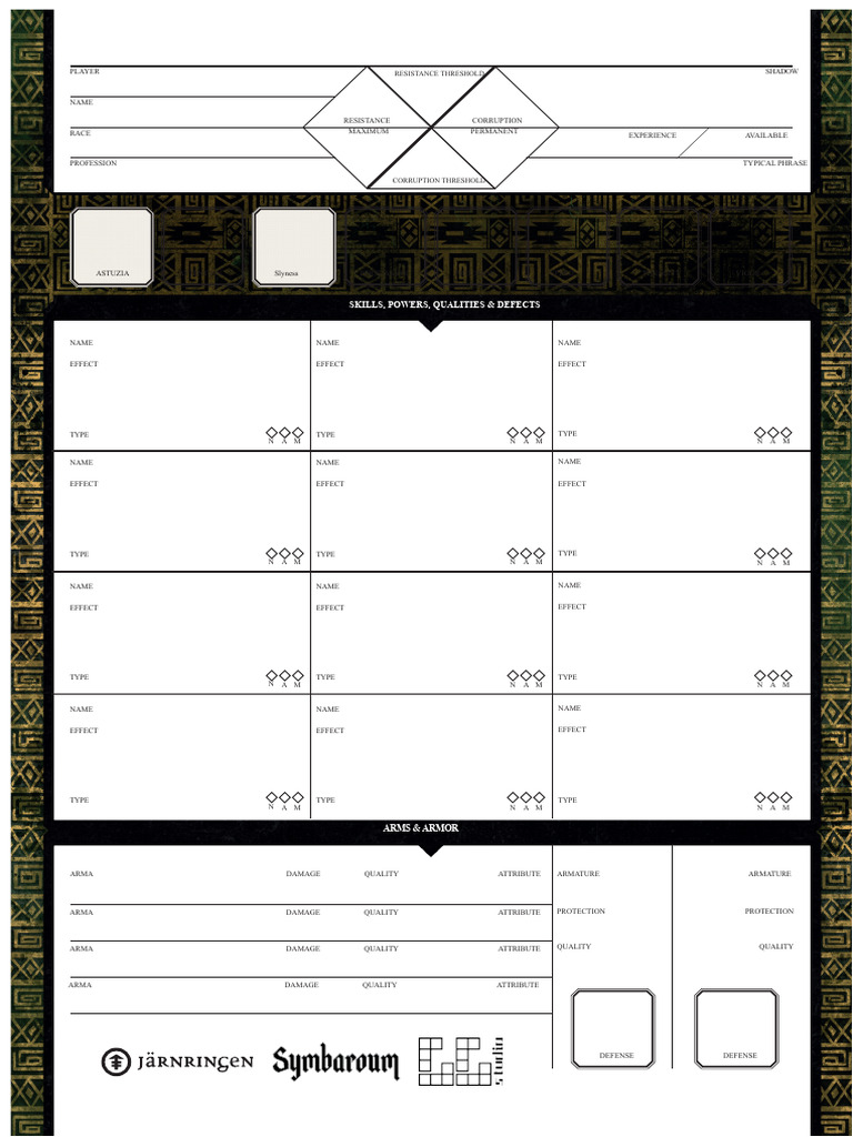 Symbaroum - New Character Sheet | PDF | Role Playing Games
