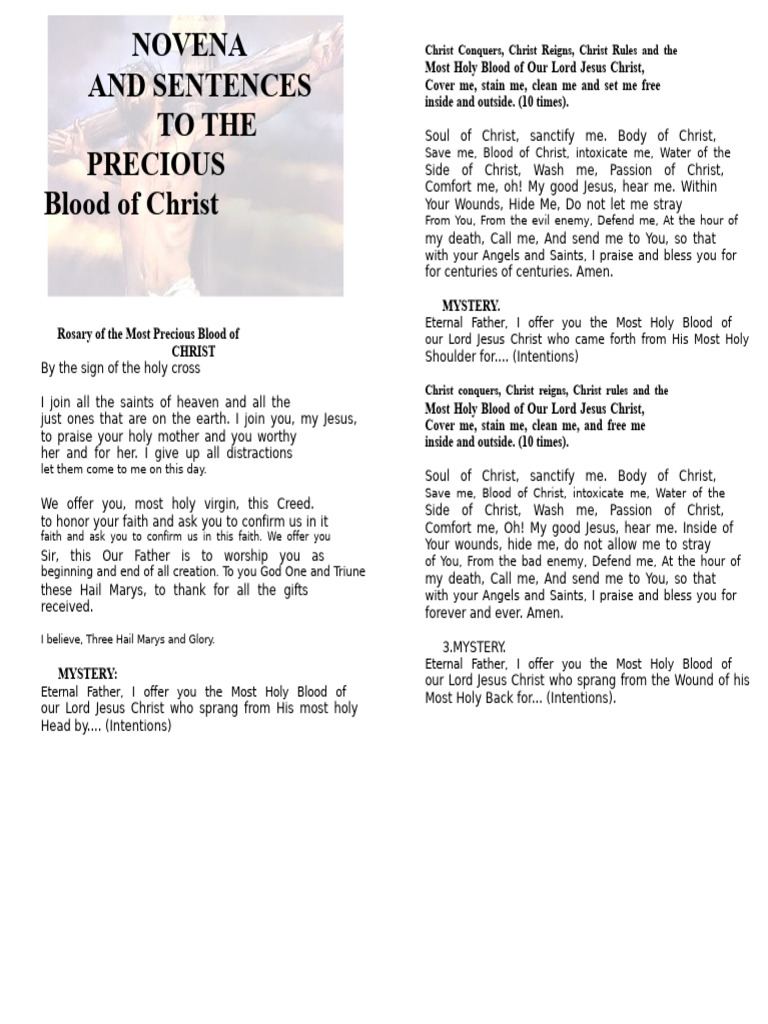 Rosario of The Most Precious Blood of Christ | PDF | Eucharist | Jesus