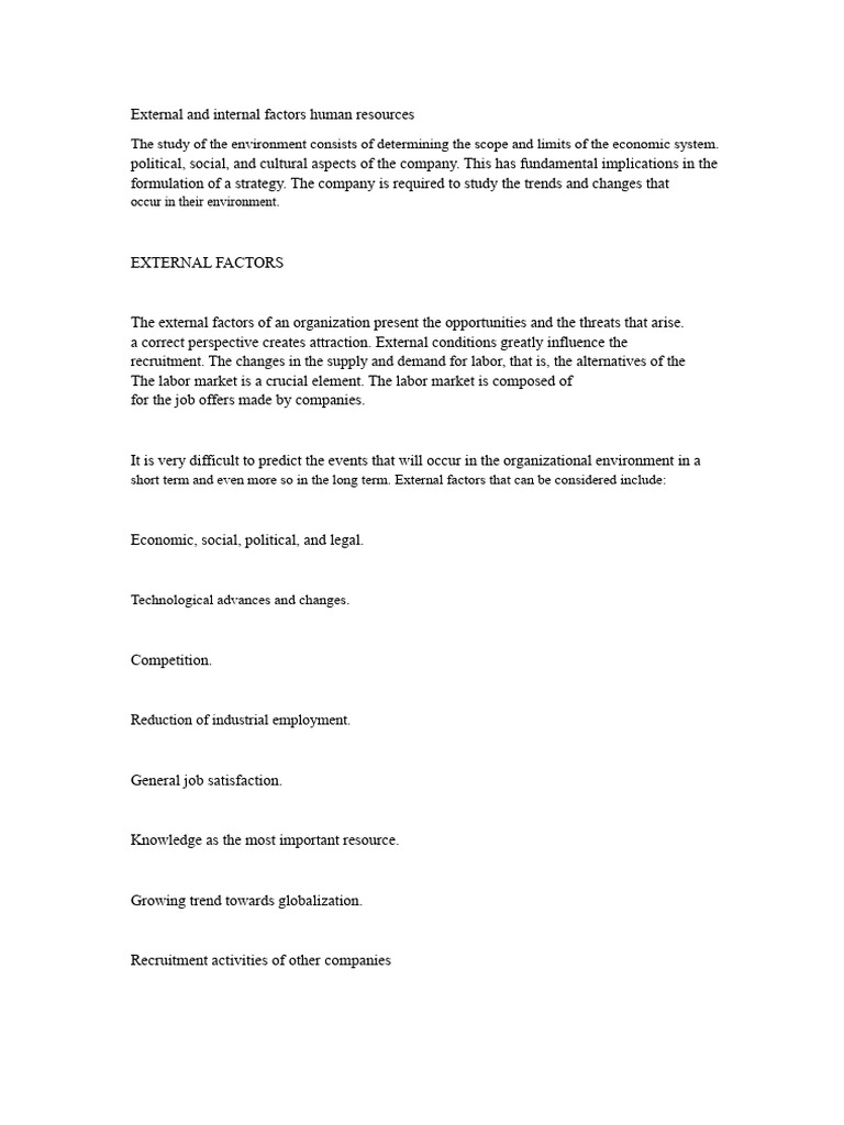 Analyzing HR External Factors | PDF | Human Resources | Labour Economics