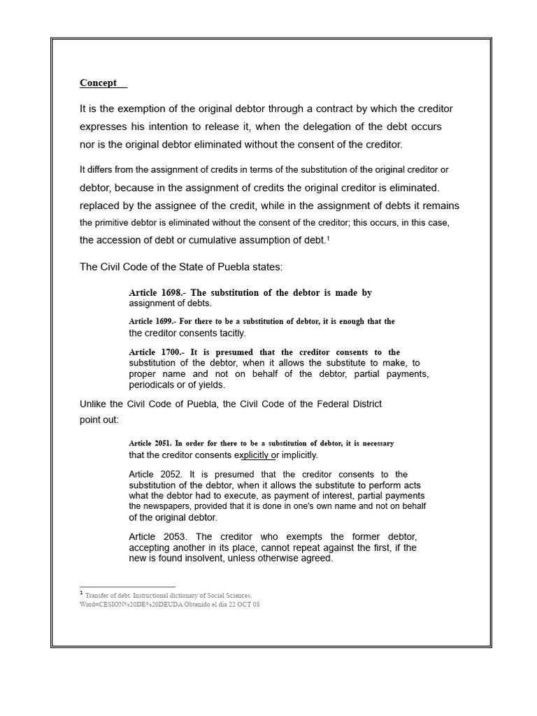 ASSIGNMENT OF DEBT | PDF | Assignment (Law) | Debt