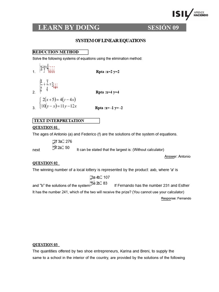 Ahs09 System of Linear Equations | PDF | Equations | Mathematics