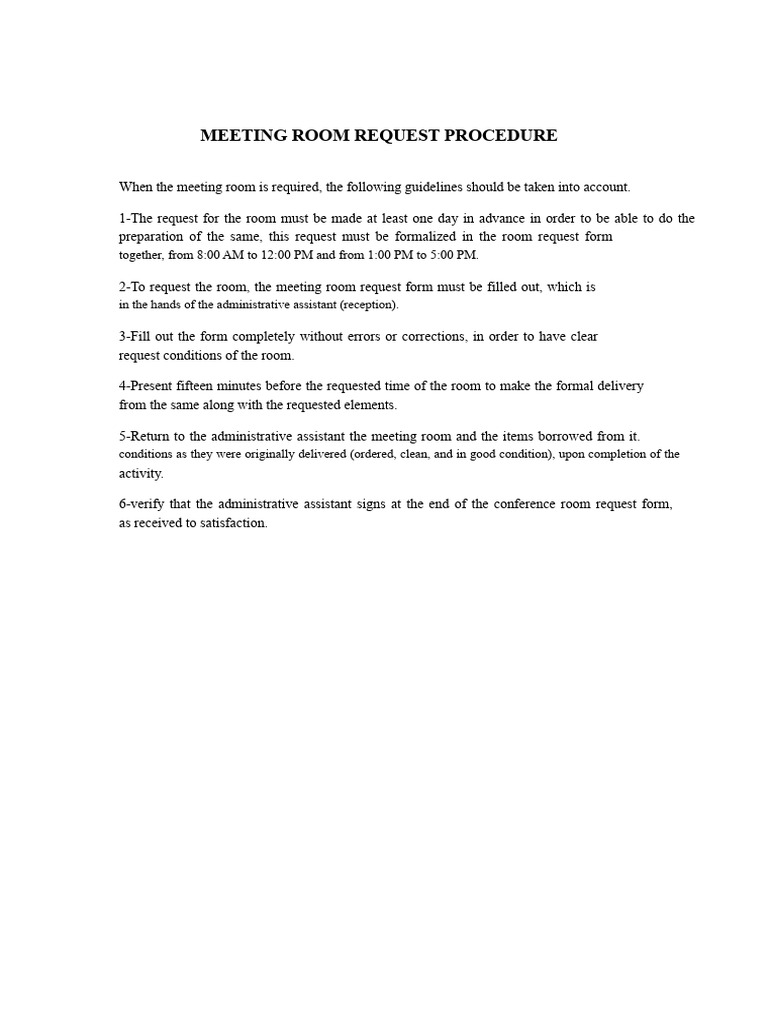Meeting Room Request Guidelines | PDF