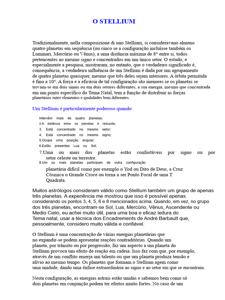 O Stellium | PDF | Planetas | Signo do zodíaco